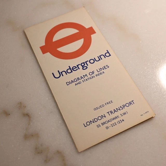 LONDON UNDERGROUND TUBE Map No.1 1974 (Ref 374/1646M/1000M) £9.50 ...