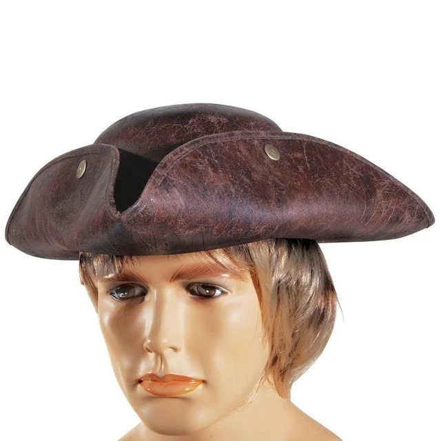 DISTRESSED LEATHER EFFECT Deluxe Pirate Highwayman Tricorn Fancy Dress ...