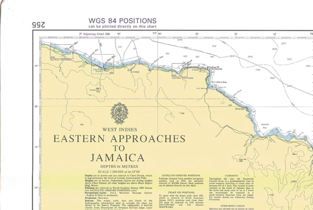 255 APPROCHES ORIENTALES Jamaique Antilles Chart Map Maritime Nautique ...
