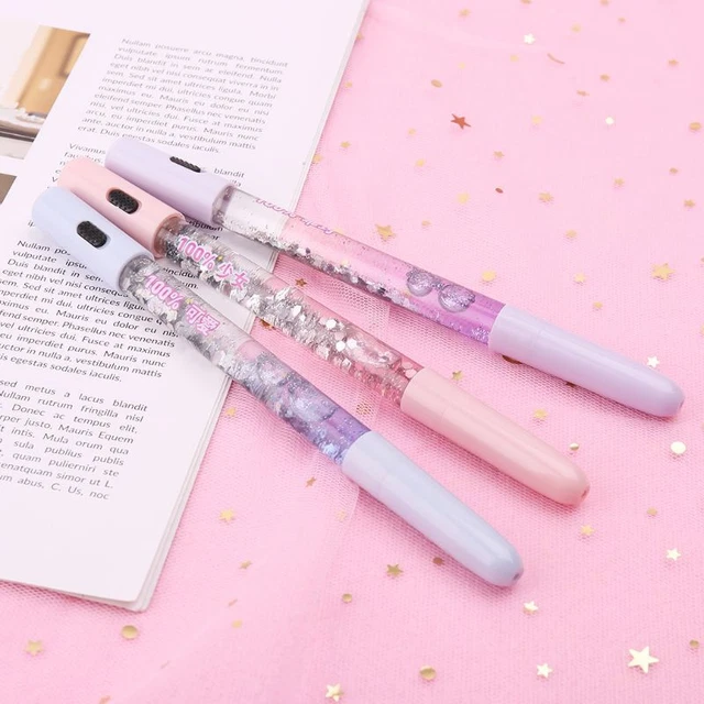LED COLORFUL LIQUID Quicksand 0.5mm Ballpoint Pen Wand School ...