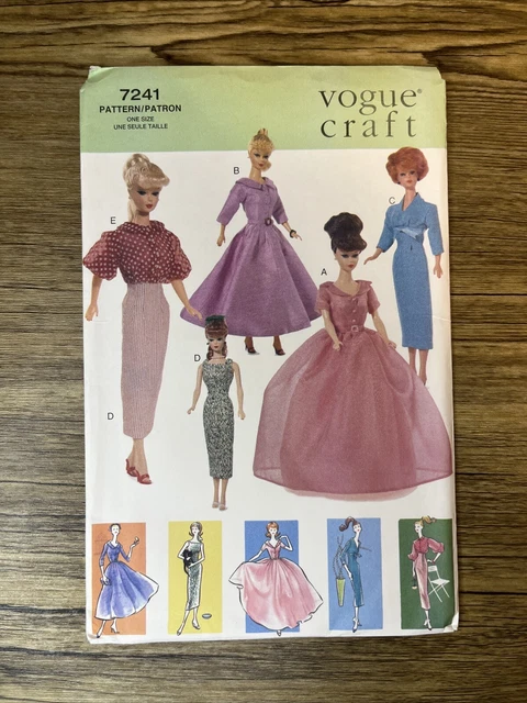 VINTAGE VOGUE CRAFT Barbie Doll 11.5 Sewing Clothing Pattern Uncut 7241 ...