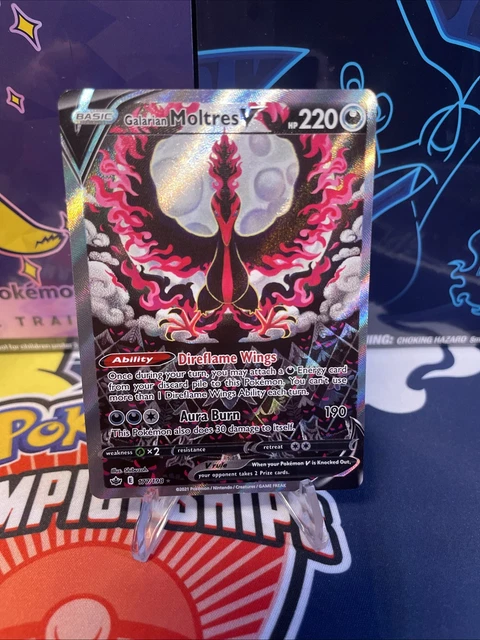 POKÉMON TCG GALARIAN Moltres V Alternate Art Chilling Reign 177/198 NM ...