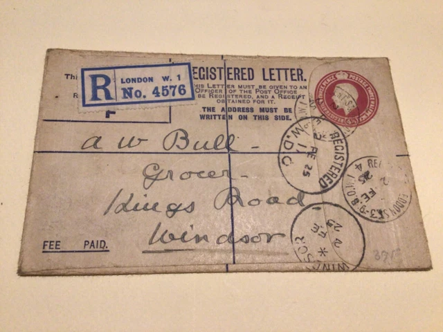 GB KING GEORGE V London registered letter envelope used cover A20882 £8 ...