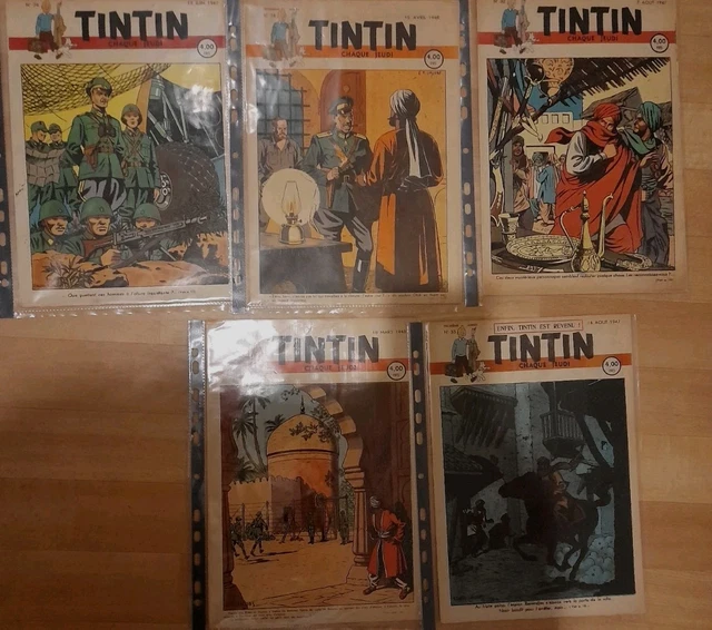 BLAKE ET MORTIMER , Rares 5 Revues originales 1947 1948 Journal Tintin ...