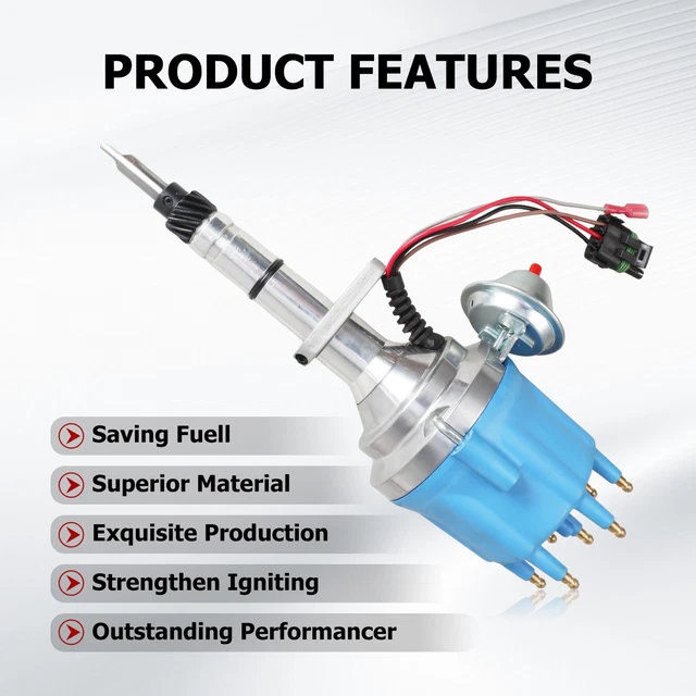 SMALL CAP BLUE Hei Distributor +45k Coil + Wires for Chevy Inline 6 ...