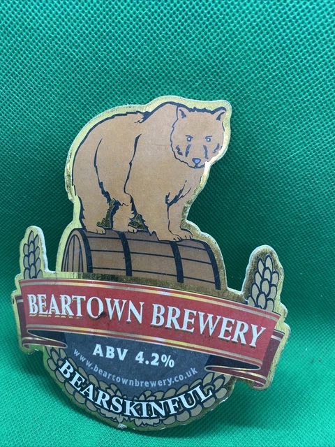 BEARTOWN BREWERY BEARSKINFULL Sign, ,Pump Clip, Font Badge, Pub Mancave ...