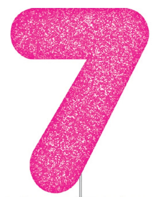 PINK GLITTER NUMBER 7 Candles Cake Topper Girl's Birthday Party Cake ...
