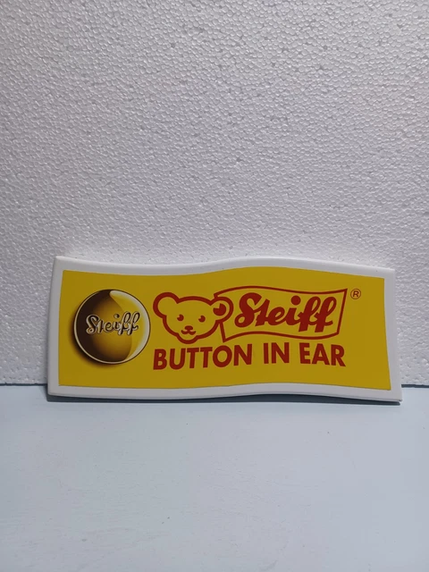 RETAIL STORE STEIFF Bear Button In The Ear Yellow PVC Stick On Logo ...