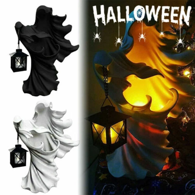 HAUNTINGLY BEAUTIFUL WHITE Witch Resin Statue LED/Solar Powered ...