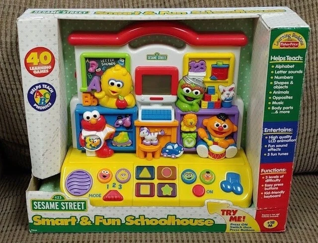 NEW VINTAGE FISHER Price Sesame Street Smart Fun School House Playset ...