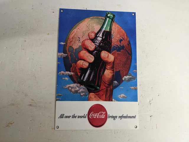 VINTAGE COCA-COLA PORCELAIN Soda Enamel Gas Station Sign Coke Beverage ...