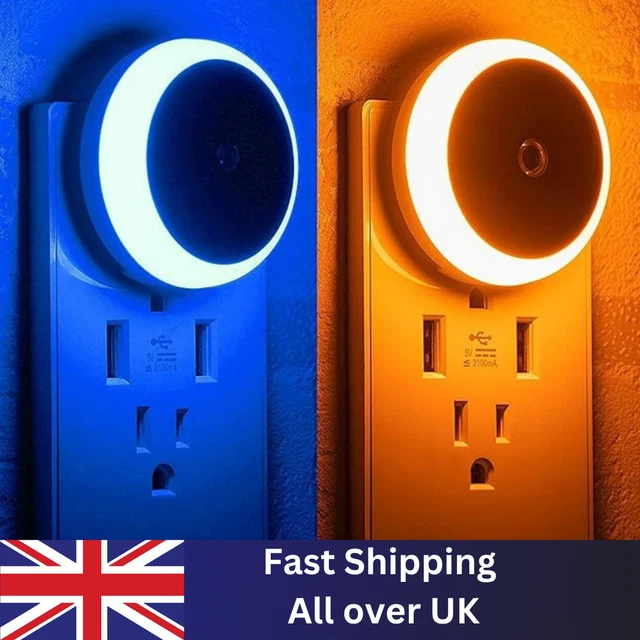 LED NIGHT LIGHT Plug in Dusk to Dawn Smart Sensor Auto Dim into Wall ...
