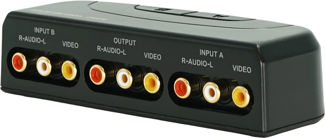 2 PORT COMPOSITE Video & Stereo Audio RCA Phono Selector Switch Hub £11 ...