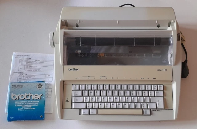 VINTAGE BROTHER AX-100 Electric Typewriter With New Ribbon Instructions ...