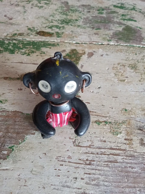 VINTAGE WINKY BLINKY Black Dakko Chan Doll 60s Carnival £53.24 - PicClick UK