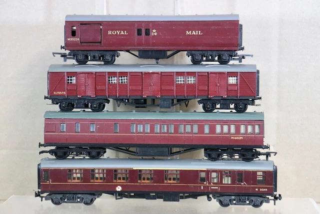 TRIANG HORNBY DAPOL Râteau De 4 Br Bordeaux Frein Utility Van Roi Mail ...