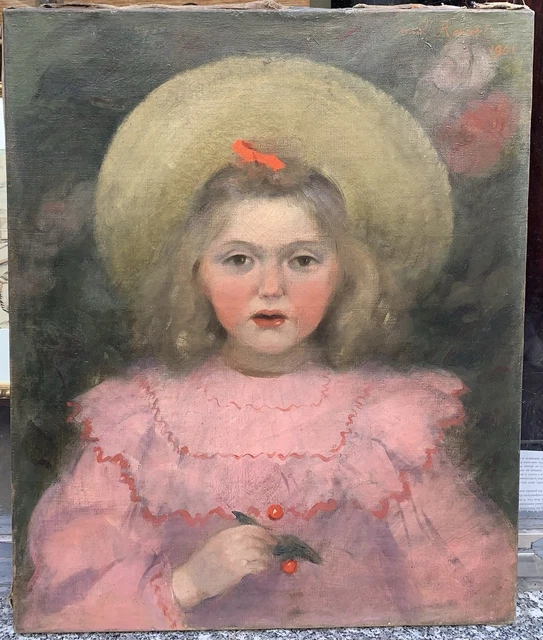 TABLEAU ANCIEN HUILE Portrait Jeune Fille Ernest Rouart (mari Julie ...