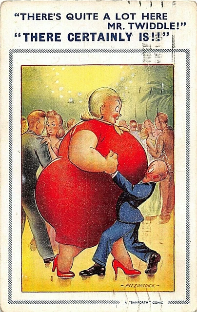 POSTCARD COMIC - Bamforth - Fat Lady - Dance Hall - Weed # 1279 £4.90 ...
