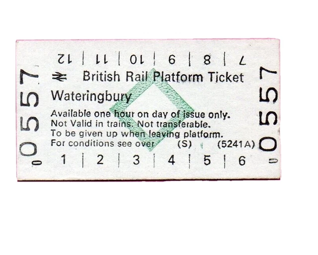 BR (S) RAILWAY platform ticket - WATERINGBURY . Edmondson card green ...