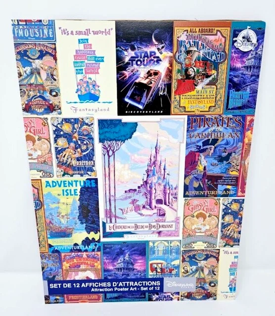 DISNEYLAND PARIS EXCLUSIVE Attraction Rides Poster Art Set of 12 Prints ...