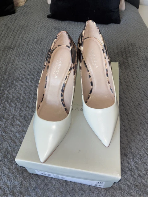 ALICE CARVELA Women's Heel Court Shoes White Comb Size 39 New With Box ...