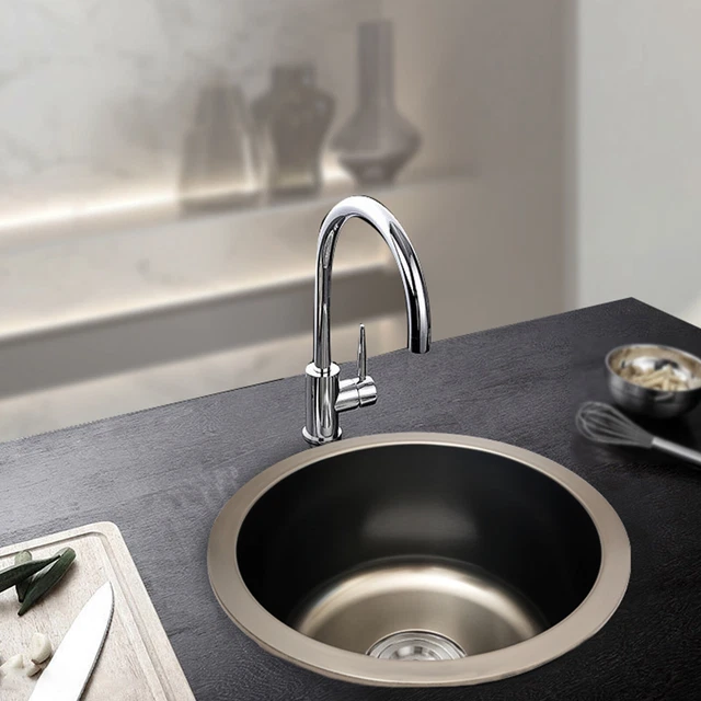ROUND COUNTER TOP Sunk Inset Kitchen Sink Stainless Steel Hand Wash ...