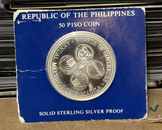 1976 REPUBLIC OF The Philippines Sterling Silver Proof 50 Piso Coin £61 ...