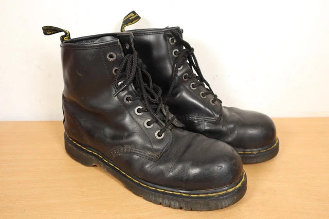 DR. MARTENS BLACK Doc Industrial Steel Toe Cap Work Boots Size UK 10 US ...
