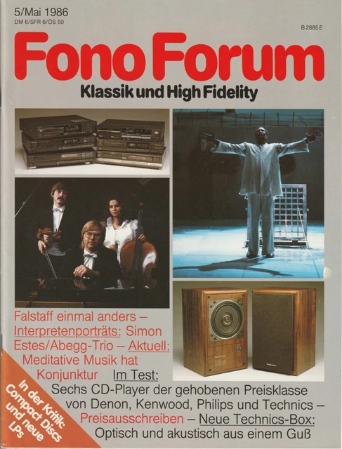 FONO FORUM 5/1986 Simon Estes,Abegg Trio, Tests von CD-Playern und ...