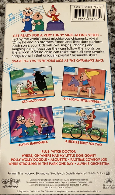 BANDE VHS ALVIN and the Chipmunks Sing Alongs Ragtime Cowboy Joe EUR 8 ...