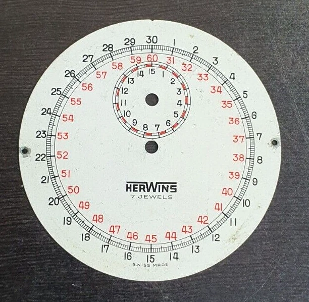 VINTAGE WATCH DAIL FACE PARTS MECHANICAL PARTS HERWINS 7 JEWEL STOP ...