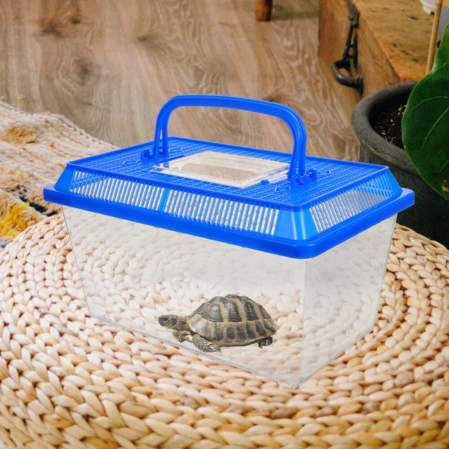 REPTILE CARRYING CASE Turtle Living Container with Lid Feeding Box Tank ...