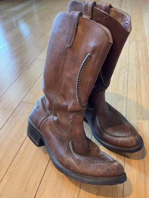 DOUBLE-H MEN’S 1608 Western Cowboy Ranch Moc Toe Boots USA sz 9.5 D Vintage £66.40 - PicClick UK