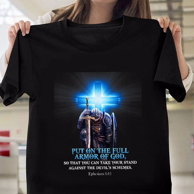 Put On The Full Armor Of God Bible Verse Christian Jesus Cross Men