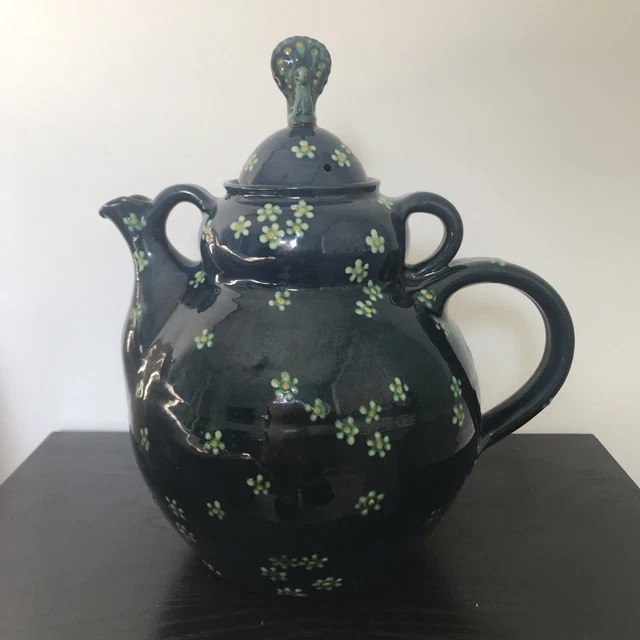 VINTAGE LARGE CROMARTY Scotish Studio Pottery Tea Pot Blue Green ...