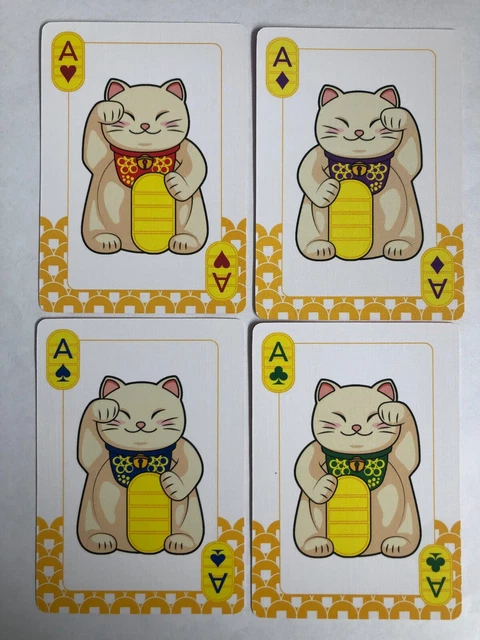 MANEKI NEKO JAPANESE Lucky Cat Good Luck Coin Kitten Swap Playing Cards ...