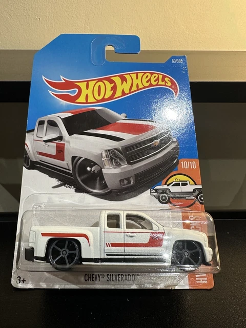 HOT WHEELS CHEVY Silverado In White. Long Card. 2017 Hw Hot Trucks 10/ ...