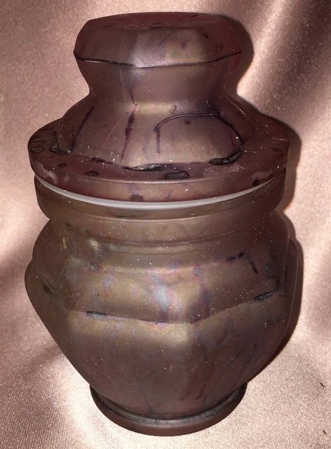 VINTAGE ISRAEL ~ Simron Betel Colured Vanity Glass Jar Pot ~ Estate ...