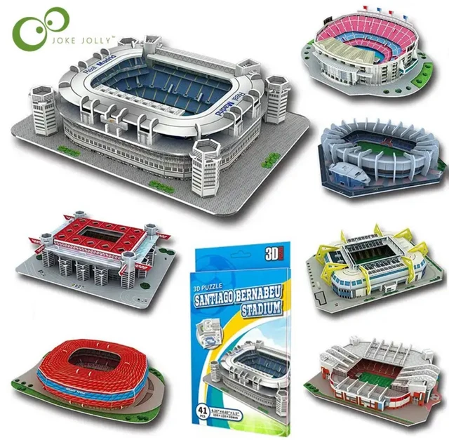 4 STADI CALCIO STADIUM Puzzle 3D stadi calcio miniatura gioco educativo ...