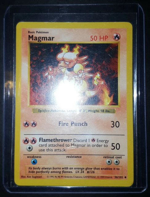 MAGMAR SHADOWLESS POKÉMON Trading Card Base Set English 1999 Pokemon ...
