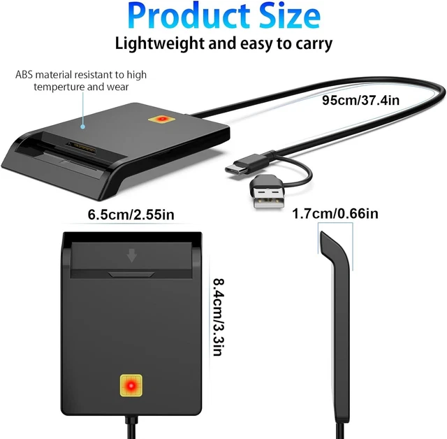 DOD MILITARY USB 2.0 Common Access CAC Smart Card Reader for macOS ...