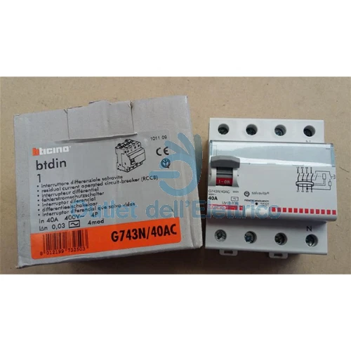 BTICINO DIFFÉRENTIEL PUR AC 4P 40A 30MA 0,03A G743n/40ac Disjoncteur EUR 112,70 - PicClick FR