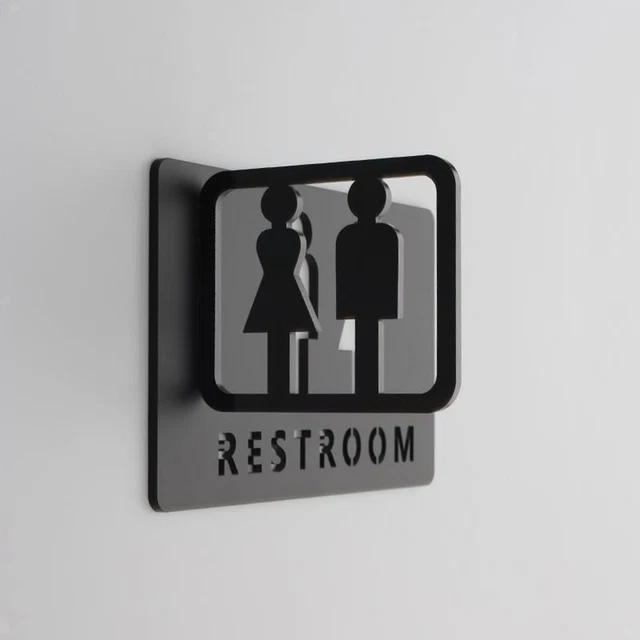 TOILET SIGN BATHROOM Sign Side Mount Identification Sign Bathroom Door ...