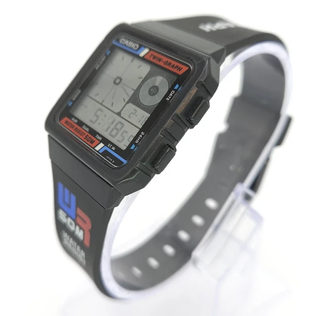 CASIO AE-20W TWIN Graph Wr 50M Ana-Digi Vintage Digtal Watch Japan 1984 ...