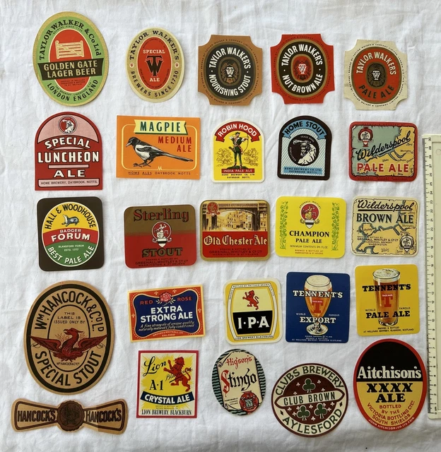 25 OLD MIXED Brewery Beer Labels Taylor Walker Greenall Whitley Etc Lot ...