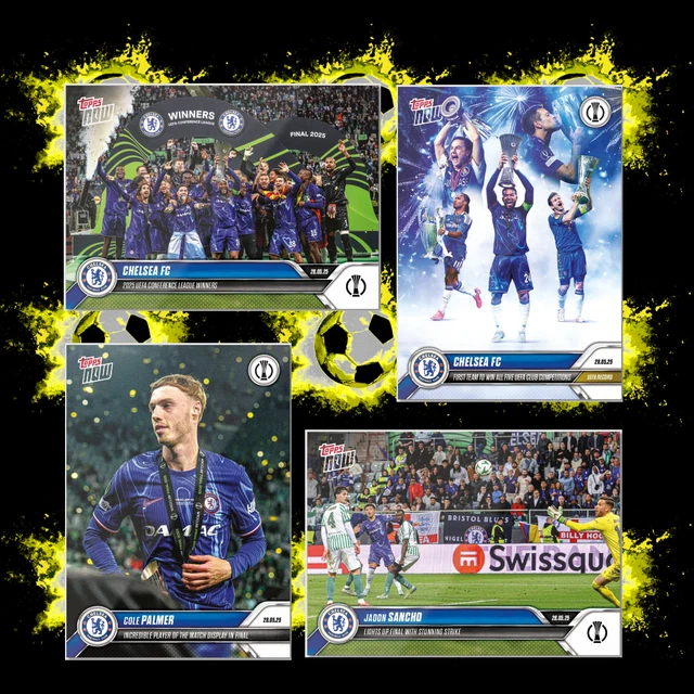 CHELSEA FC UECL Champions PRESALE, 4 Card Bundle 2025 - 24/25 UECL ...