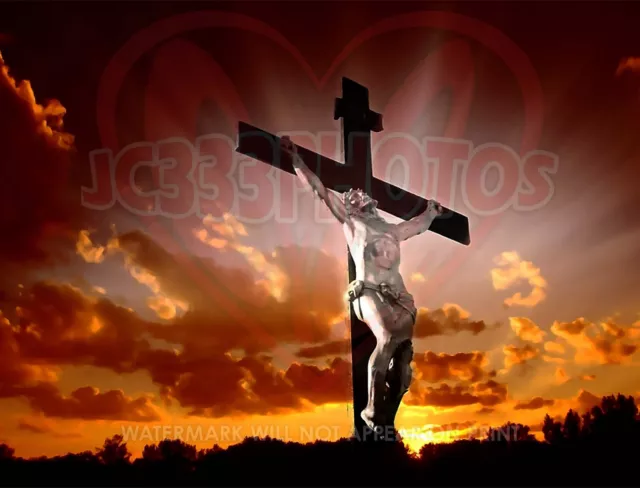 Jesus Christ Cross Crucifix Heaven God Father Son 8 5x11 Photo Picture