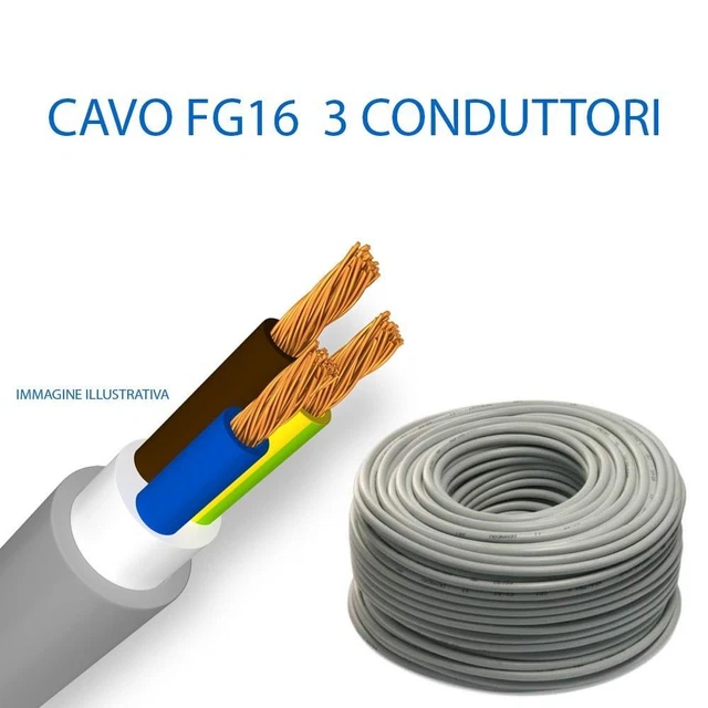 CAVO ELETTRICO FG16 TRIPOLARE DA 3x1,5-3x2,5-3x4-3x6 3X10 3X16 mmq AL METRO EUR 1,10 - PicClick IT
