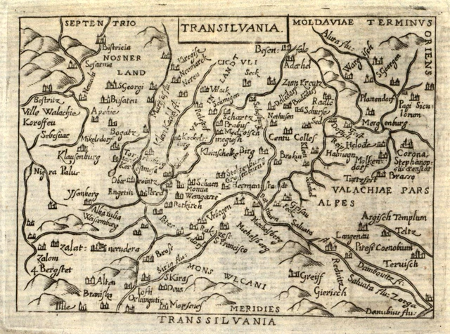 ROMANIA TRANSILVANIA ORIGINALE Incisione Cartina Geografica Ortelius ...