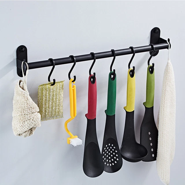AU KITCHEN RAIL Rack Wall Mounted Utensil Hanging Rack Aluminum Hook ...